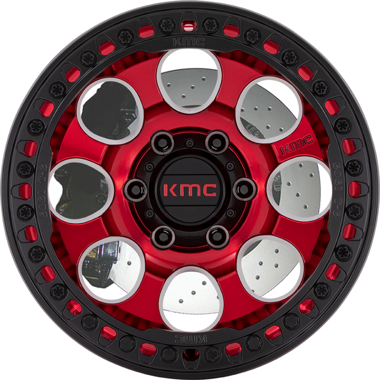 KM237 Riot Beadlock Candy Red W/Satin Black Lip KMC Wheels Wheels From ...